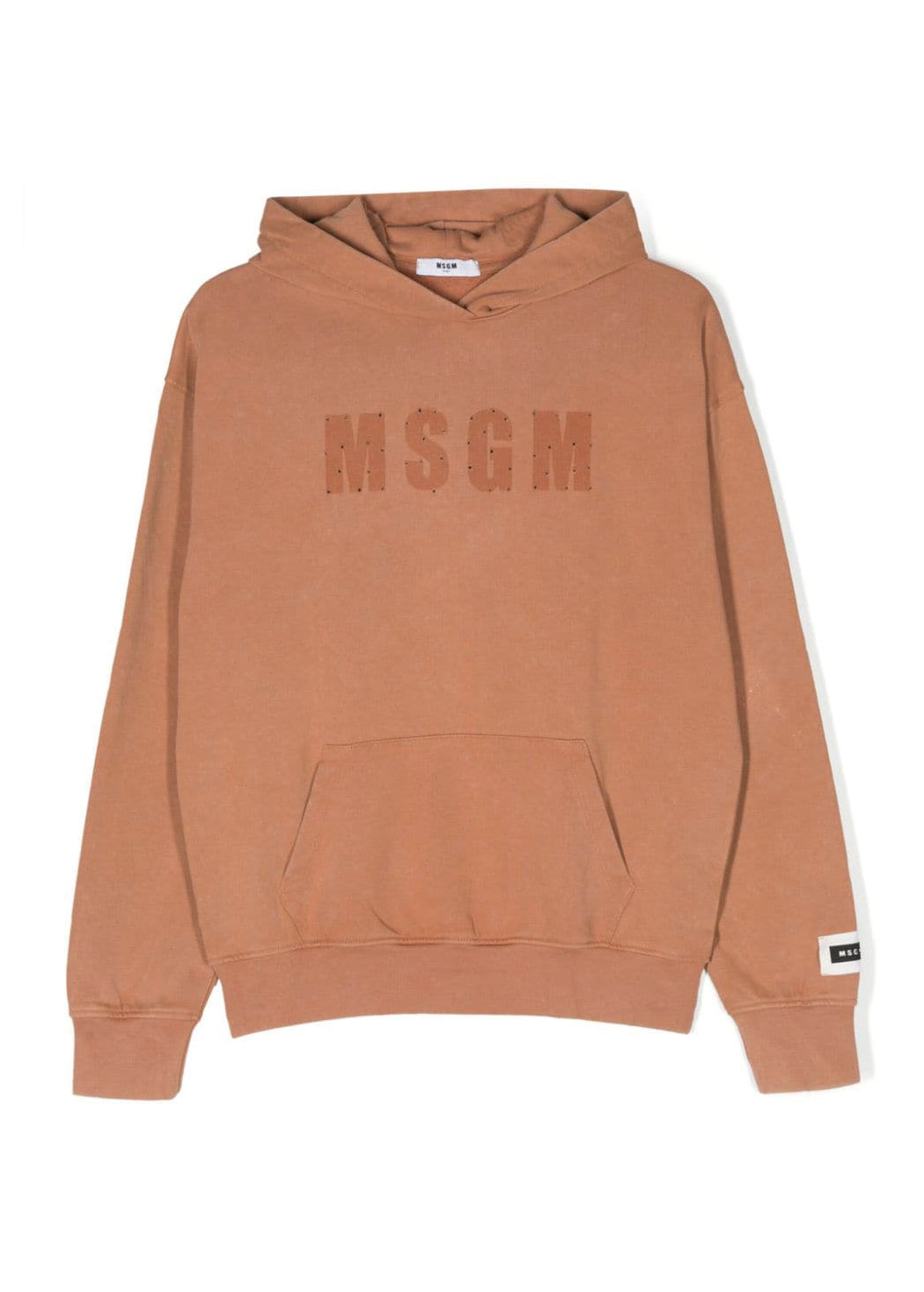 MSGM Kids Felpa Beige con Logo e rifinitura invecchiata